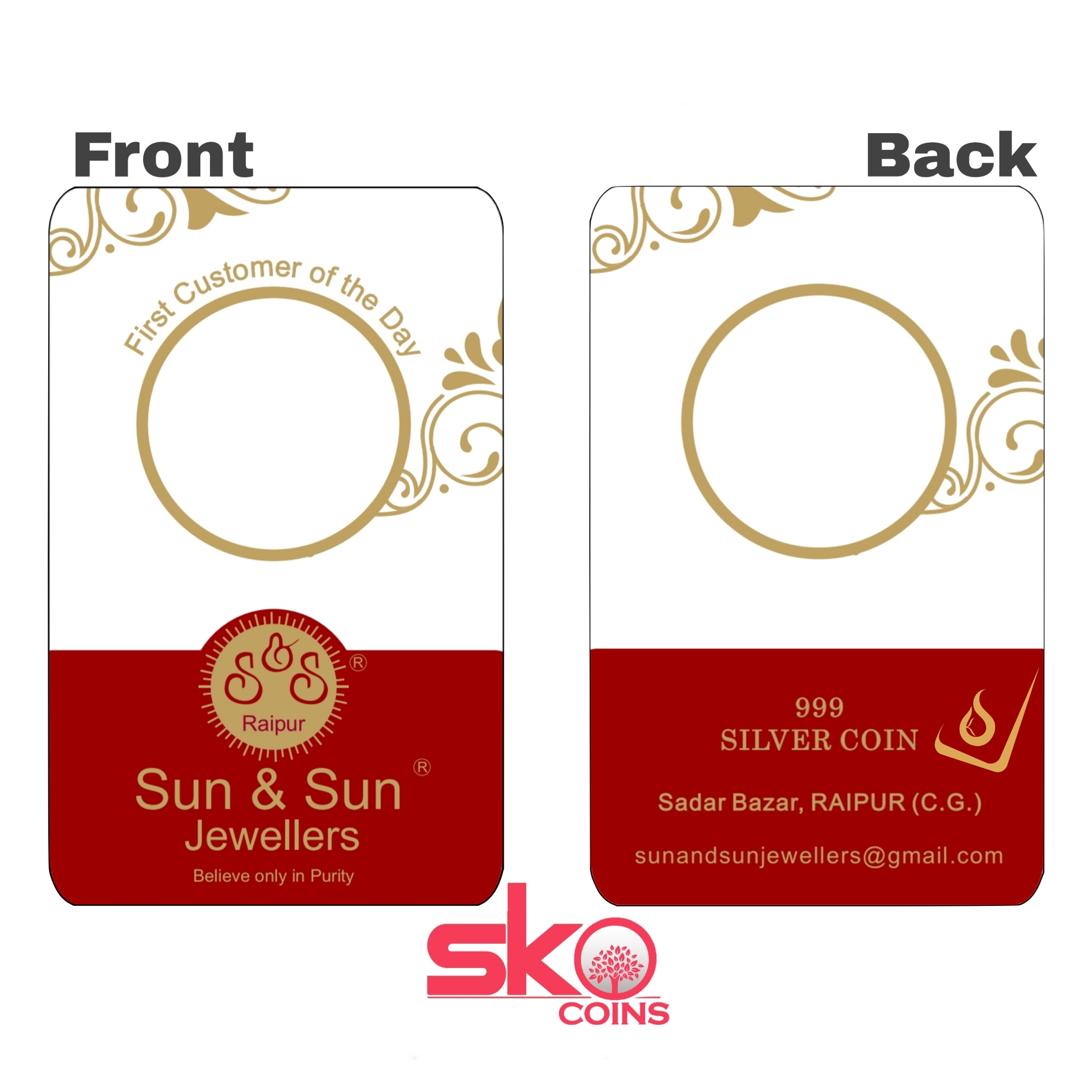 SKO- Coin packing cards- silver coin card- चाँदी सिक्का
