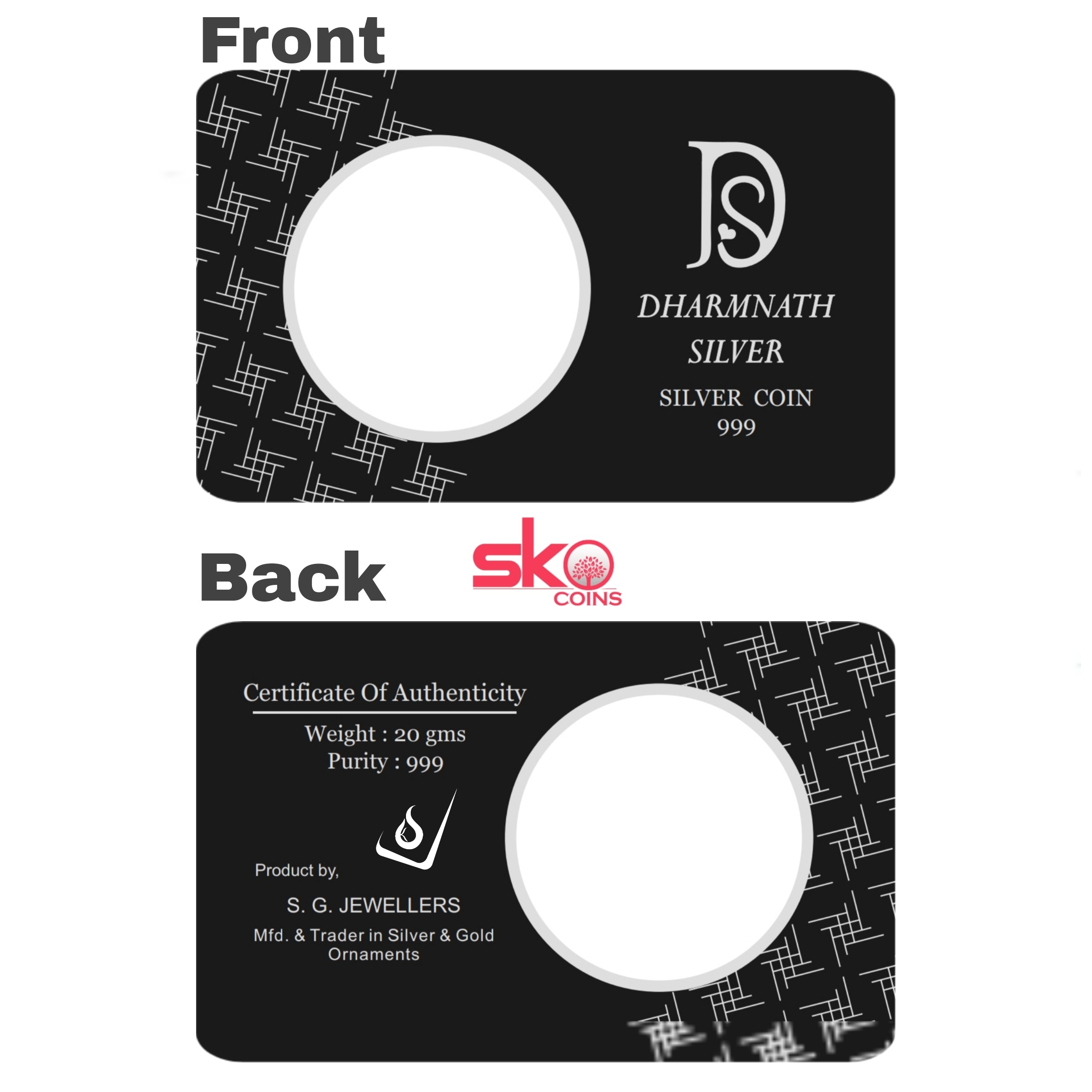 SKO- Coin packing cards- silver coin card- चाँदी सिक्का